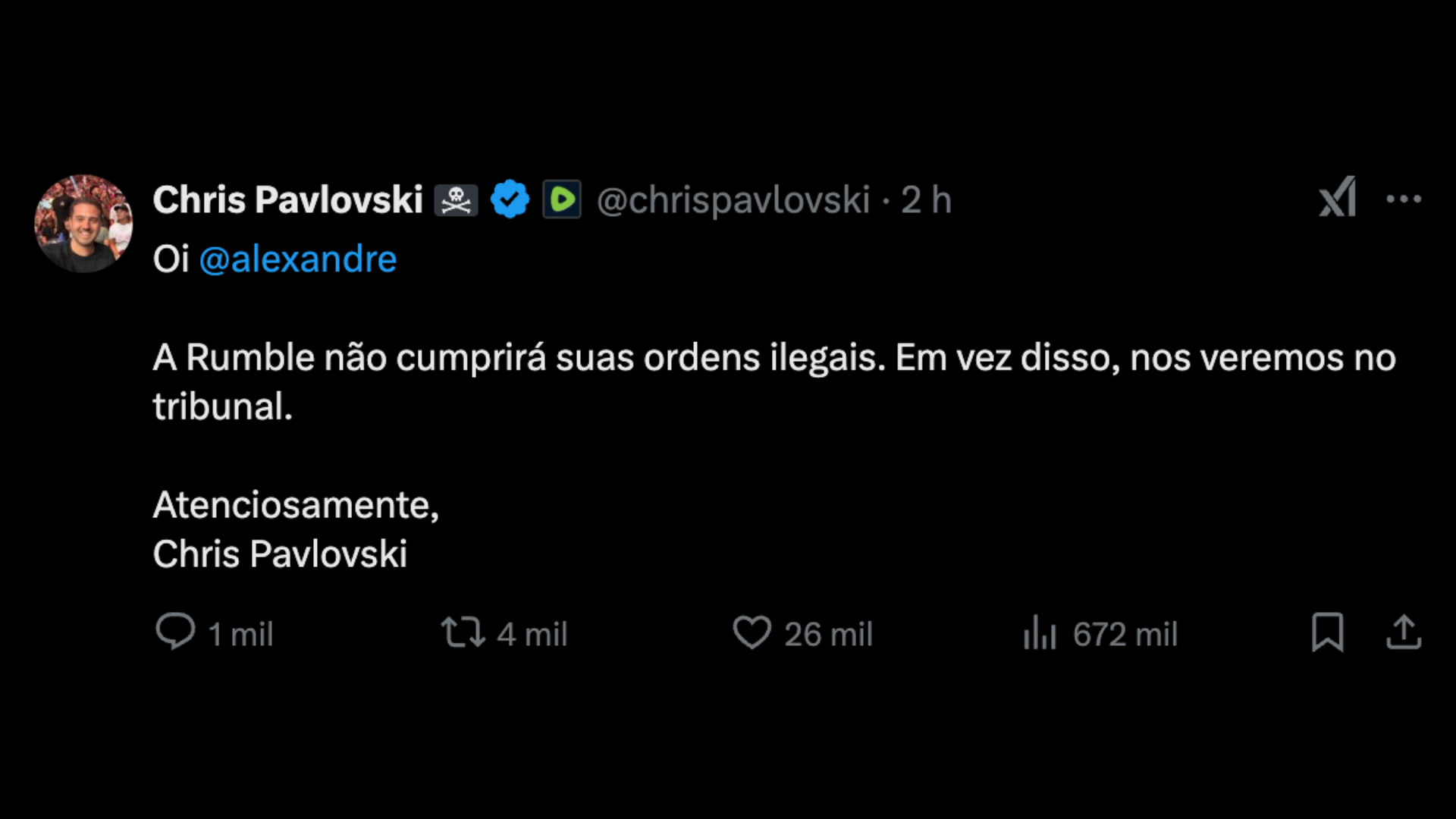 CEO do Rumble desafia Moraes e se reúne com Trump e Musk